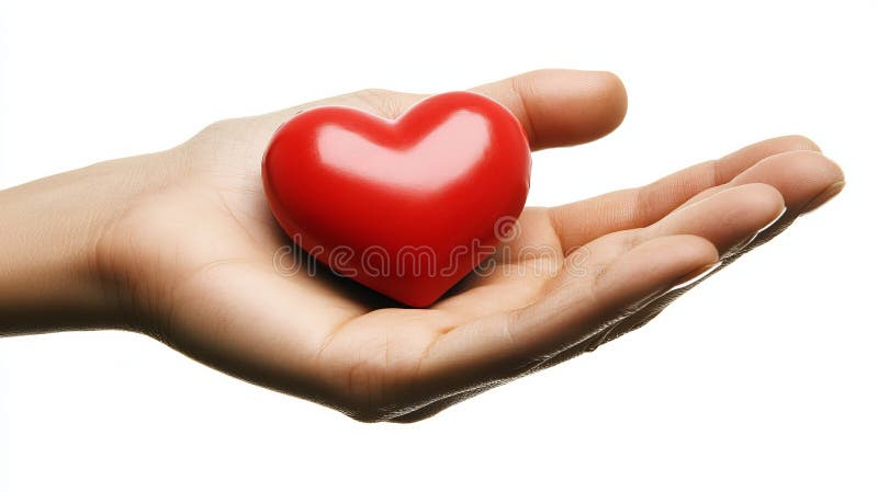 Hand Offering a Red Heart Symbolizing Charity and Generosity in ...