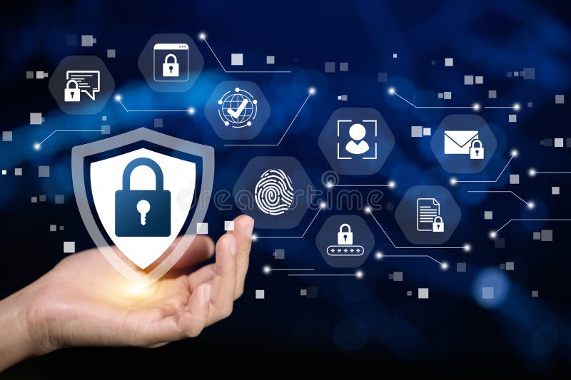 A Hand Offering a Security Shield with Various Digital Safety Icons ...