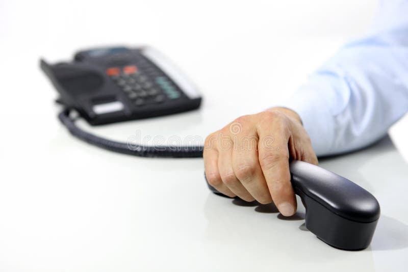 Hand with Office Phone on Desk Stock Image - Image of assistance ...