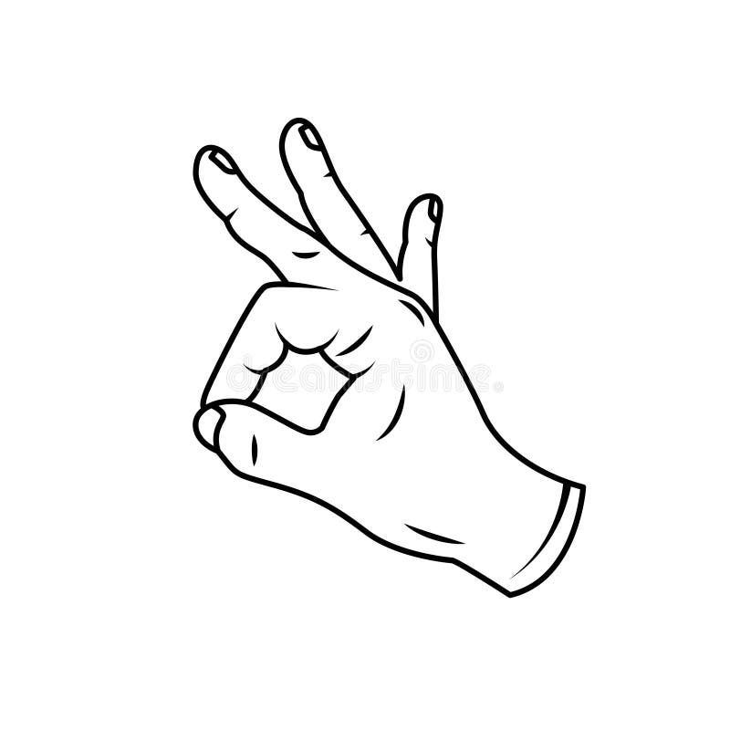 Ok Hand Outline Symbol Vector Illustration Stock Vector - Illustration ...