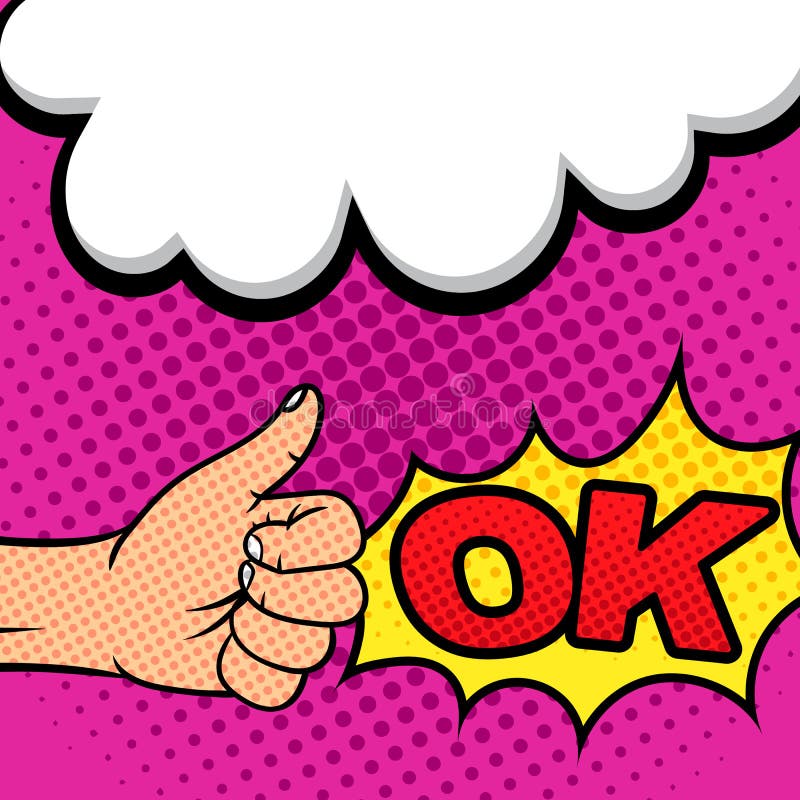 Hand with Okay Sign in Pop Art Style Background Template Stock Vector ...