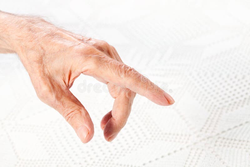 The Hand of the Old Man Points To Something. Stock Image - Image of ...
