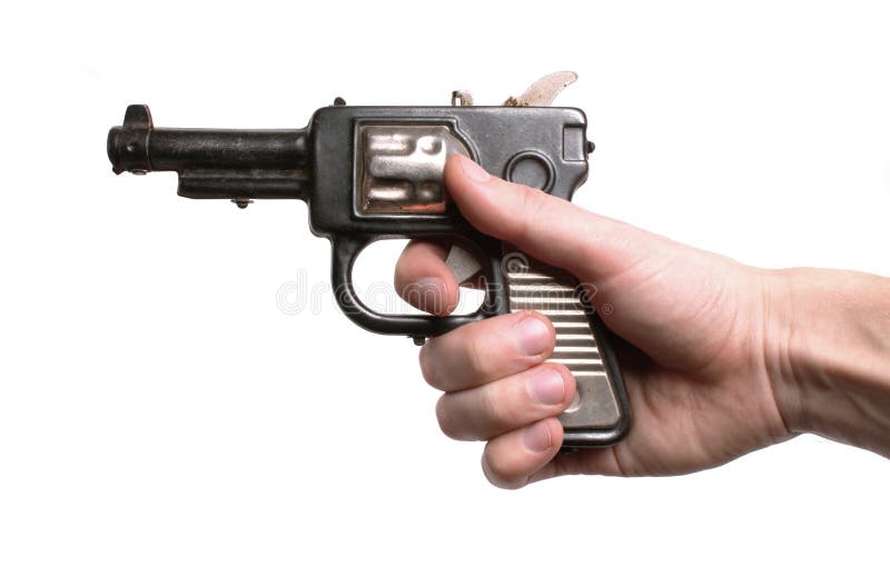 Hand with an old toy-gun stock photo. Image of aiming - 9743806