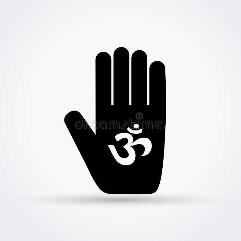 Hand with Om sign icon. stock vector. Illustration of hindu - 100945693