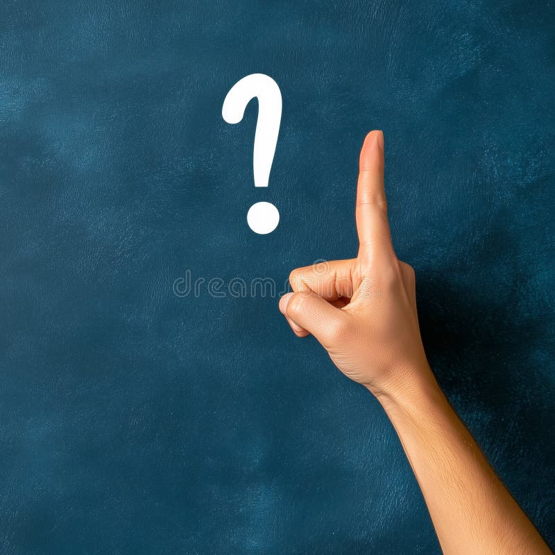 Gesturing Hand with Raised Finger Against Dark Blue Background ...