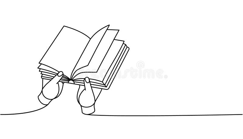 Hand with Open Book One Line Continuous Drawing. Bookstore, Library ...