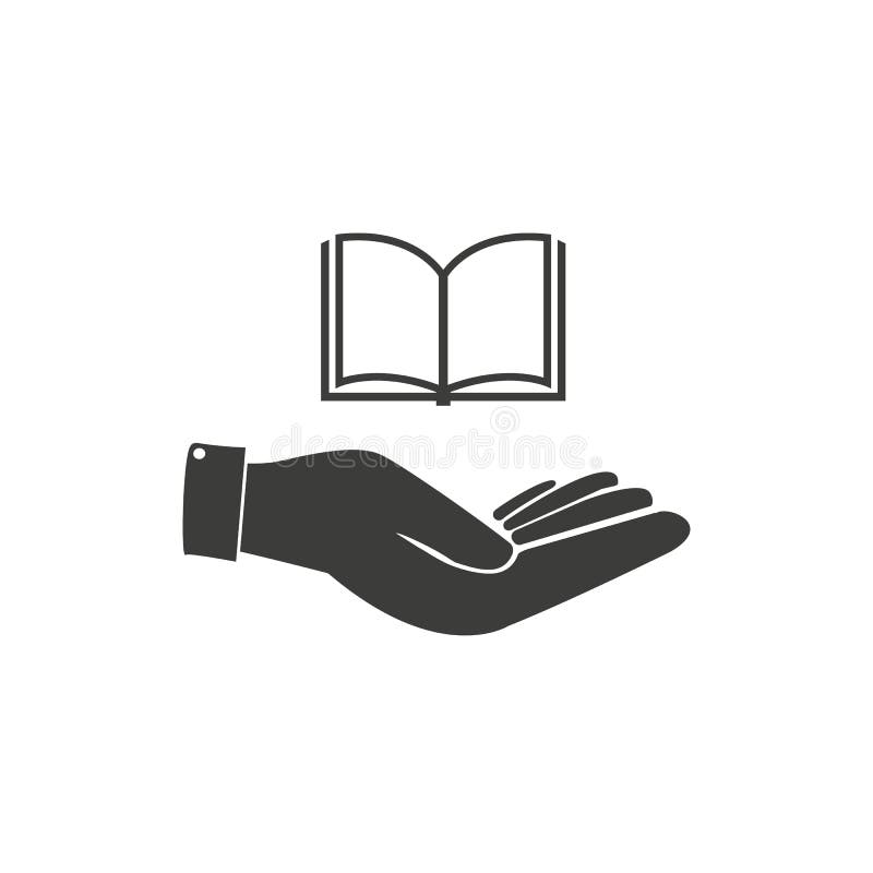 Hand and Book Vector Icon. Filled Flat Sign for Mobile Concept and Web ...
