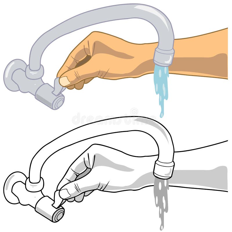 Hand Open and Close Faucet Vector Stock Vector - Illustration of drip ...