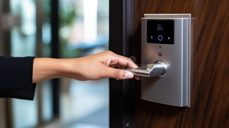 Hand Open Door Digital and Access Control in Condo or Office Stock ...
