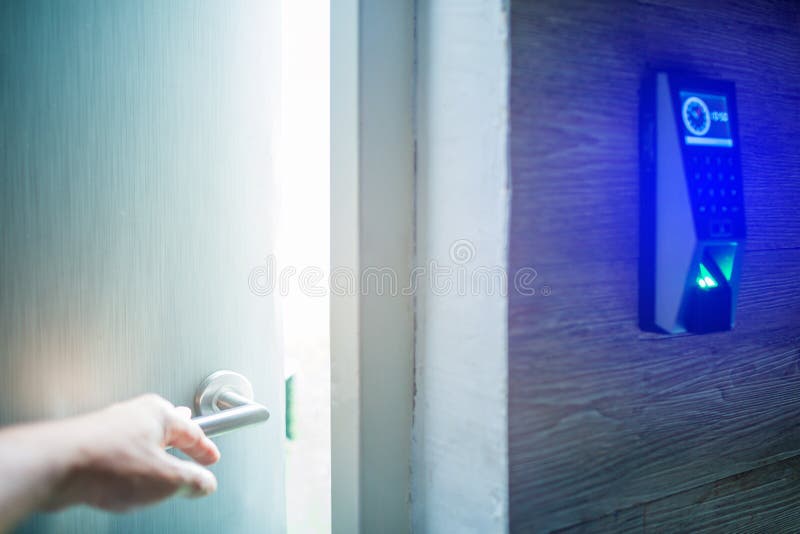Hand Open the Door with Finger Scan Access Control System To Unlock at ...