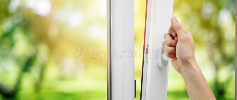 Hand with Window Cleaning Tool and Blue Sky Stock Photo - Image of ...