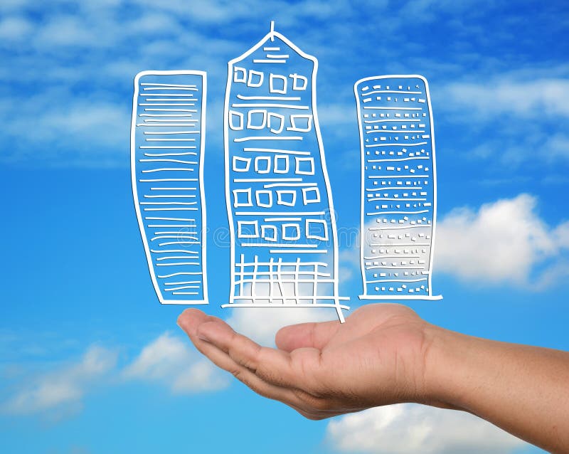 Hand Open Project Building Plan Stock Illustration - Illustration of ...