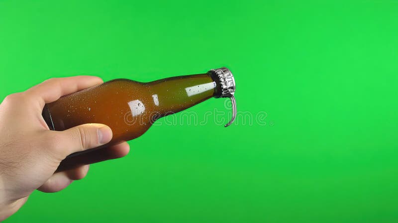 Hand Opening Beer Bottle, Green Screen, Studio, Beverage Stock Image ...