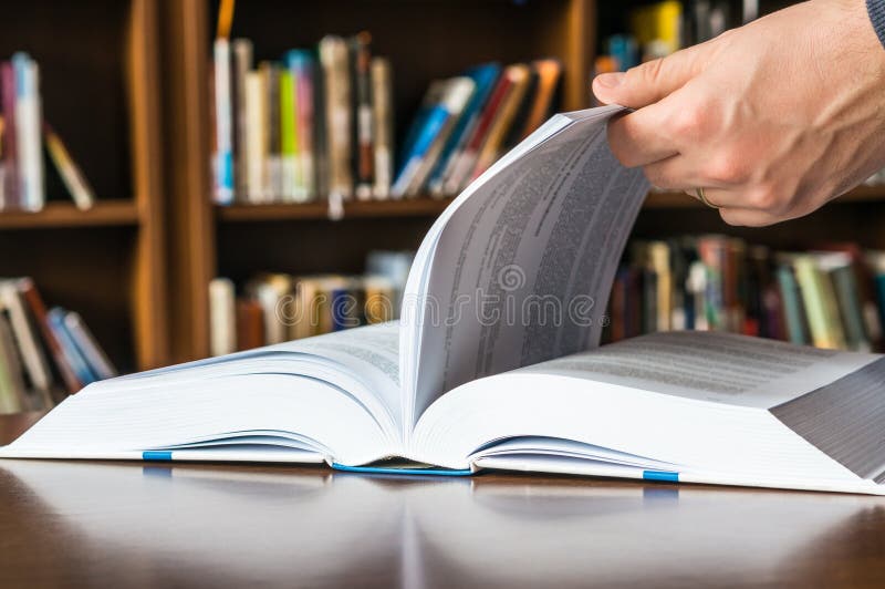 The Hand Opening and Browsing the Book Pages Stock Photo - Image of ...