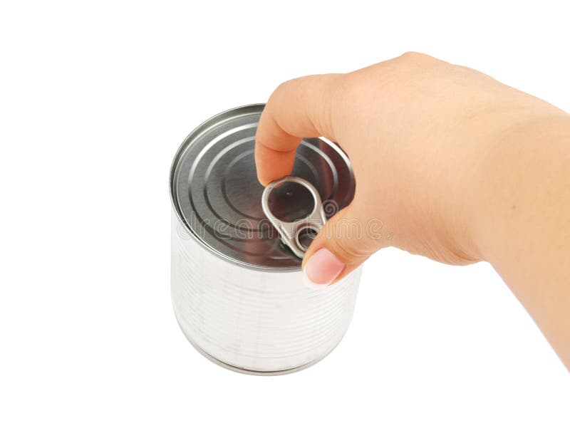 Hand opening a can stock image. Image of utensil, conserve - 22981765