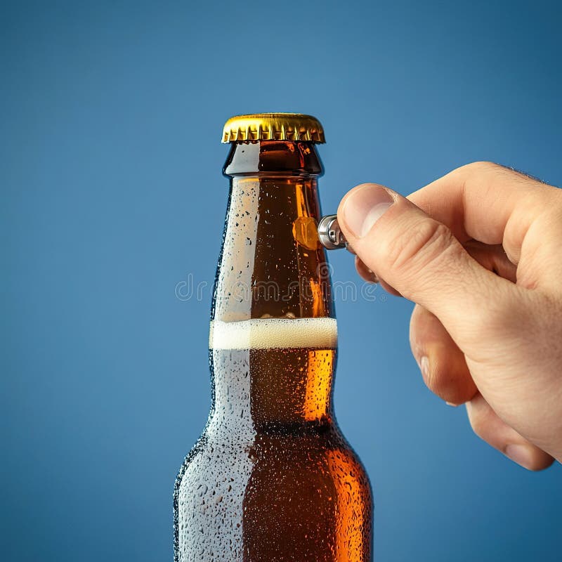 Hand Opening a Cold Beer Bottle with a Bottle Opener Stock Photo ...