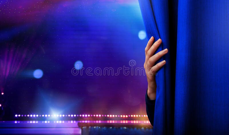 Hand are Opening the Curtain of a Stage. the Show is about To Begin ...