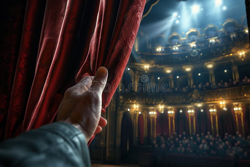 Hand are Opening the Curtain of a Stage. the Show is about To Begin ...