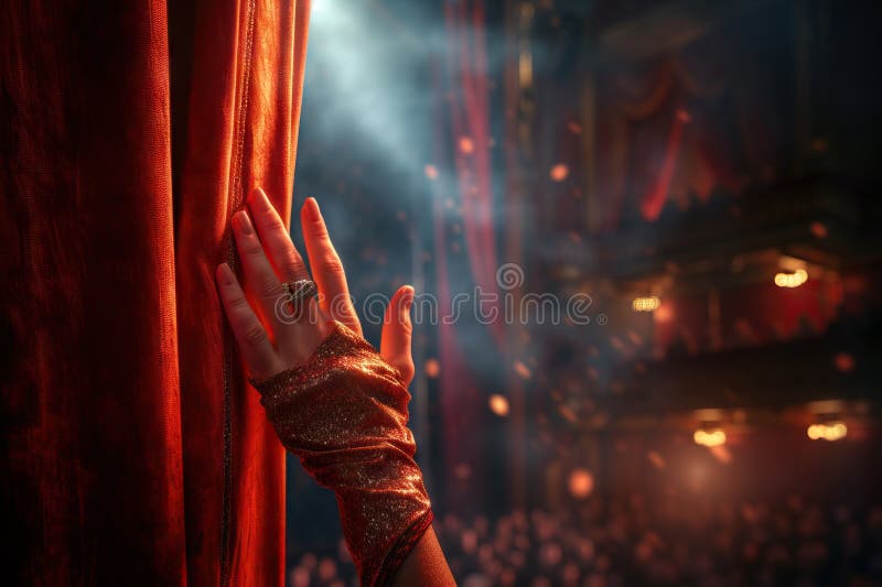 Hand are Opening the Curtain of a Stage. the Show is about To Begin ...