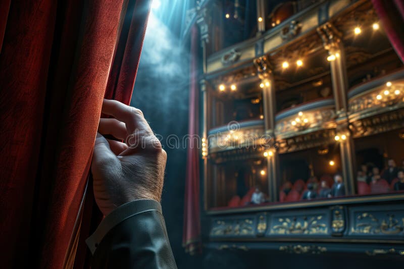 Hand are Opening the Curtain of a Stage. the Show is about To Begin ...