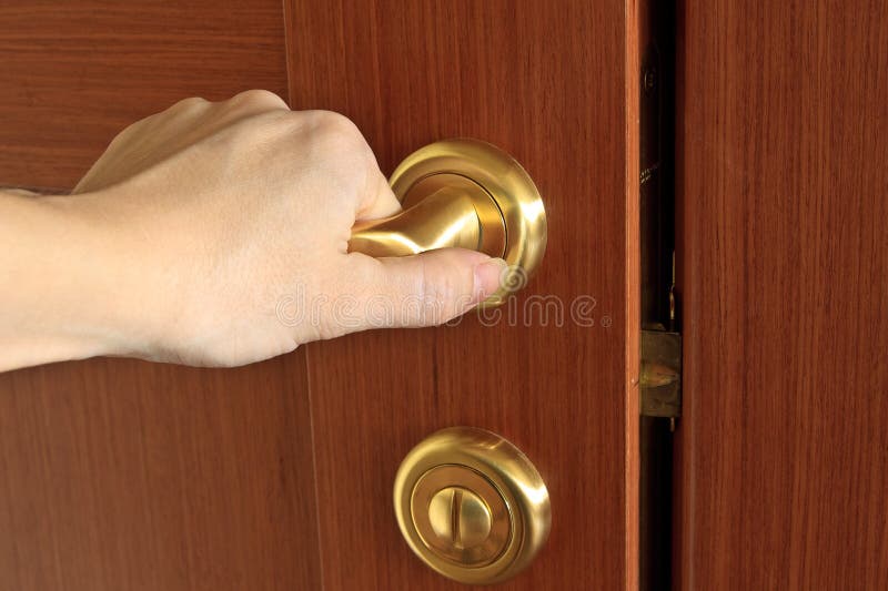 Hand opening door stock photo. Image of steel, access - 17282410
