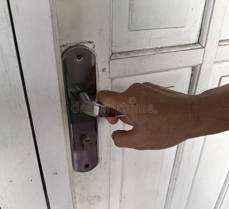 Hand is Opening the Door of the House Stock Image - Image of apartment ...
