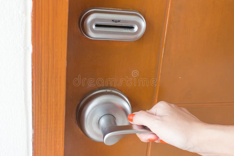 Hand opening the door. stock photo. Image of home, access - 39709948