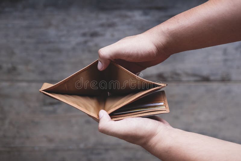 Hand opening empty wallet stock photo. Image of problem - 94283834