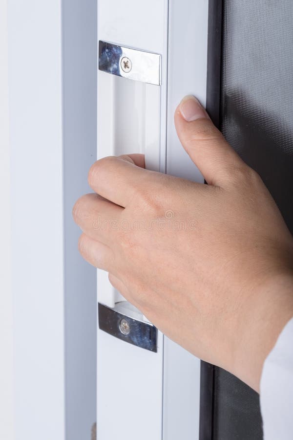 Hand Opening the Glass Door Stock Photo - Image of opening, handle ...