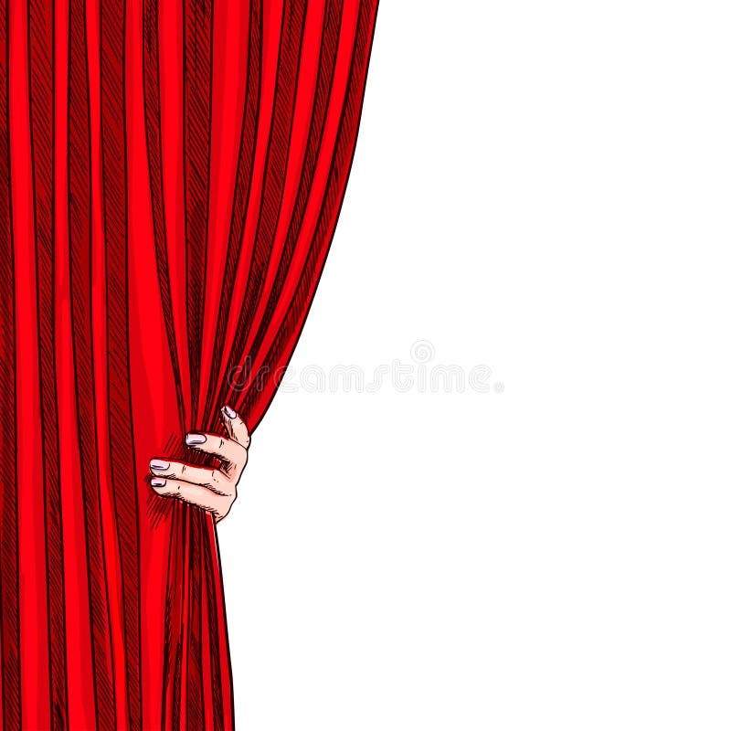Hand Opening Curtain Stock Illustrations – 196 Hand Opening Curtain ...