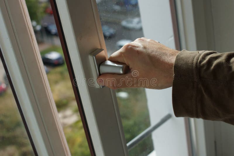 Hand Opening a Window To Breathe Fresh Air Stock Image - Image of ...