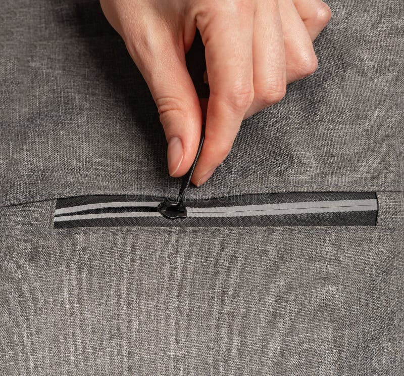 Hand Opening Zip Lock, Zipper Closure of Textile Bag, Backpack Pocket ...