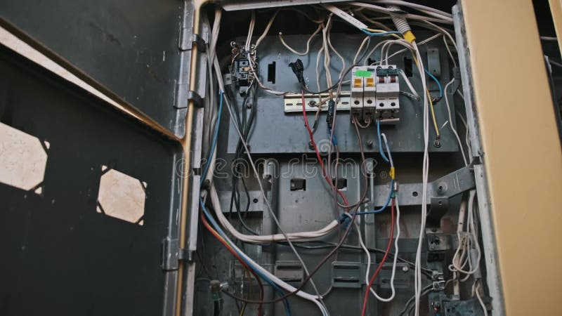 Opening Electrical Panel Reveals Wires and Circuit Breakers Stock ...