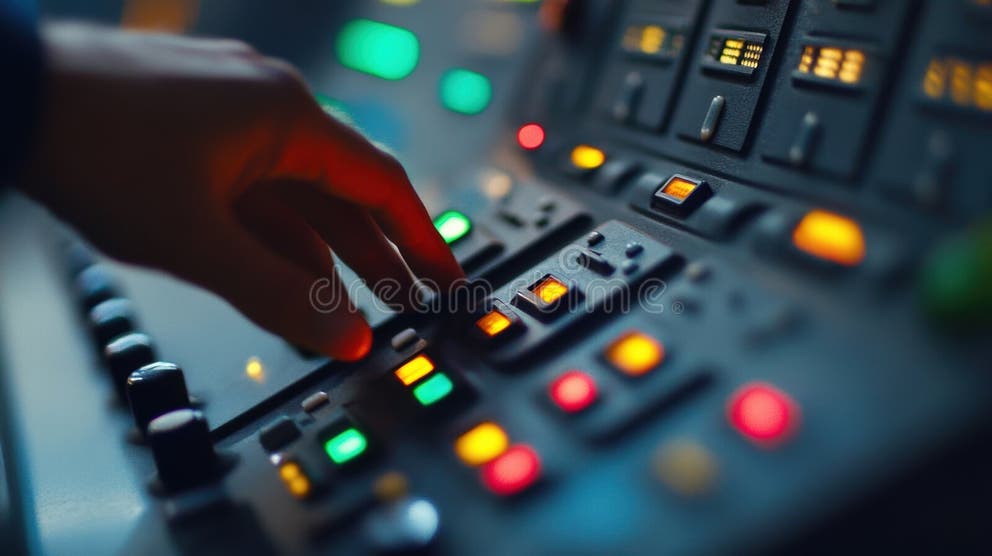Technician Operating Control Panel with Illuminated Buttons and ...