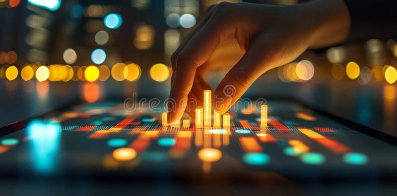 A Hand Operating a Holographic Stock Market Interface: Real-Time Stock ...