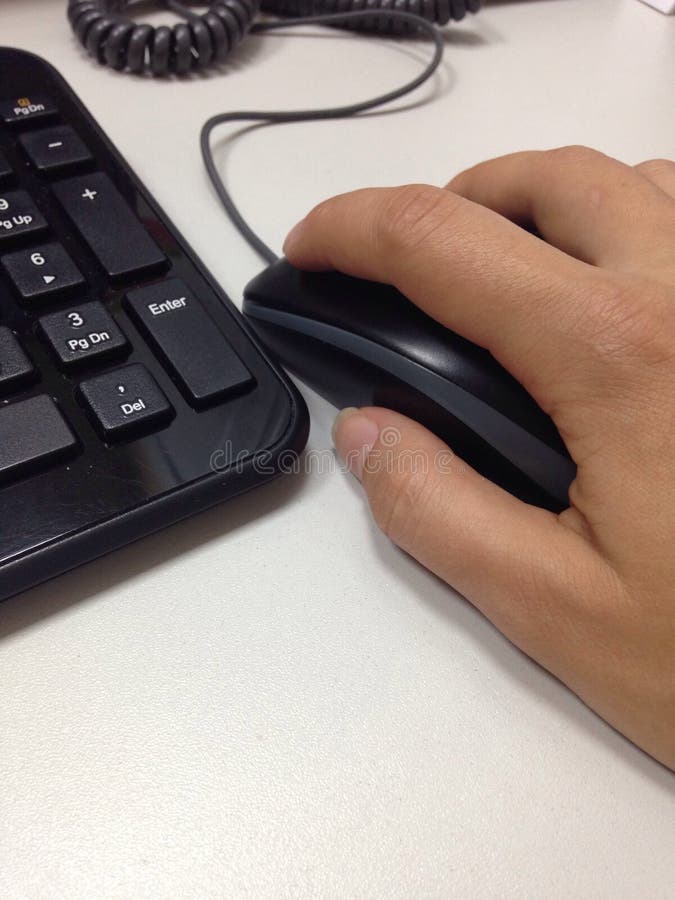 Hand operating mouse stock image. Image of table, office - 43646273