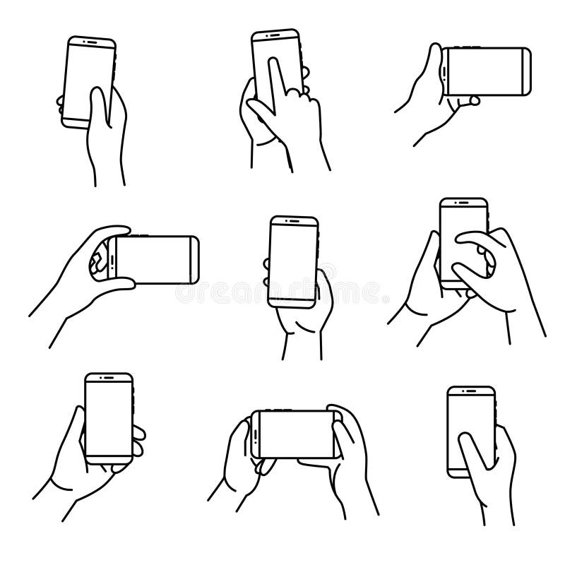 Hand Operating a Smartphone Stock Vector - Illustration of sign ...