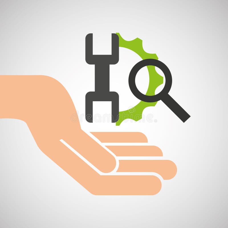 Hand Optimization Technology Tool Gear Icon Stock Vector - Illustration ...