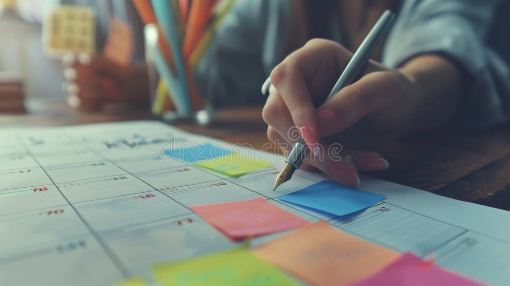 A Hand Organizing Planner Details.AI Generated Image Stock Image ...