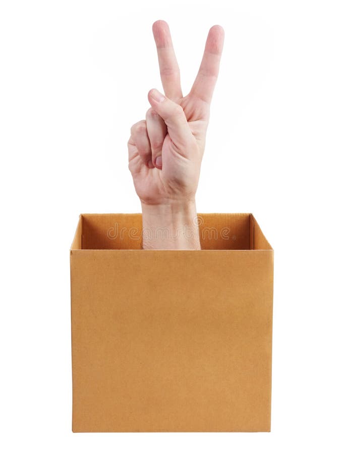 Hand Out of the Box Indicates that All is Well Stock Photo - Image of ...