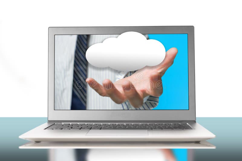 Hand Out Front Screen with Cloud Stock Image - Image of businessman ...