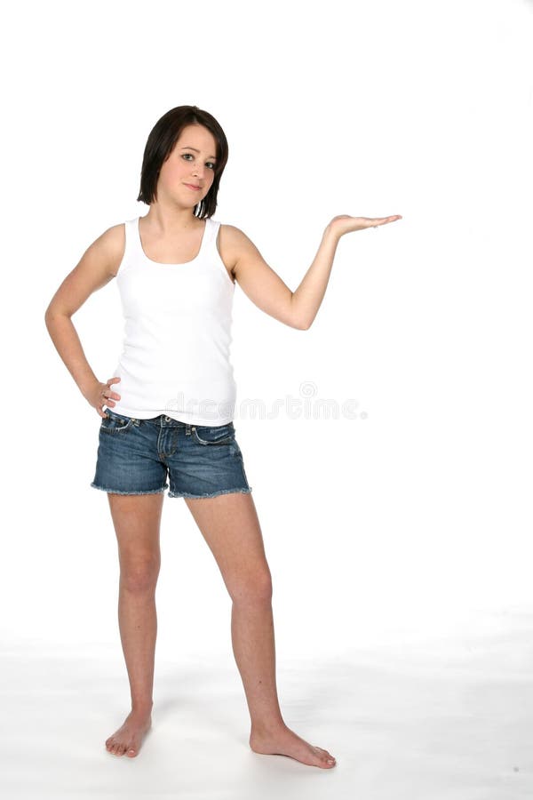 Hand Out Palm Up Looking At Camera Teen Stock Photo - Image of feet ...