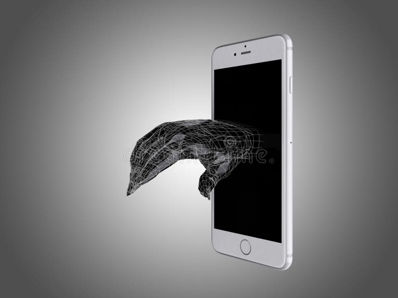 A Hand Out of the Smart Phone. Stock Illustration - Illustration of ...