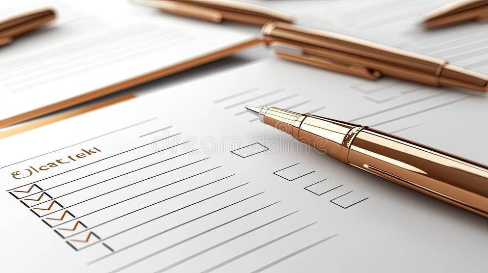 Hand is Outlining Check Boxes on White Paper with a Red Marker, Focused ...