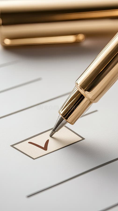 Hand is Outlining Check Boxes on White Paper with a Red Marker, Focused ...