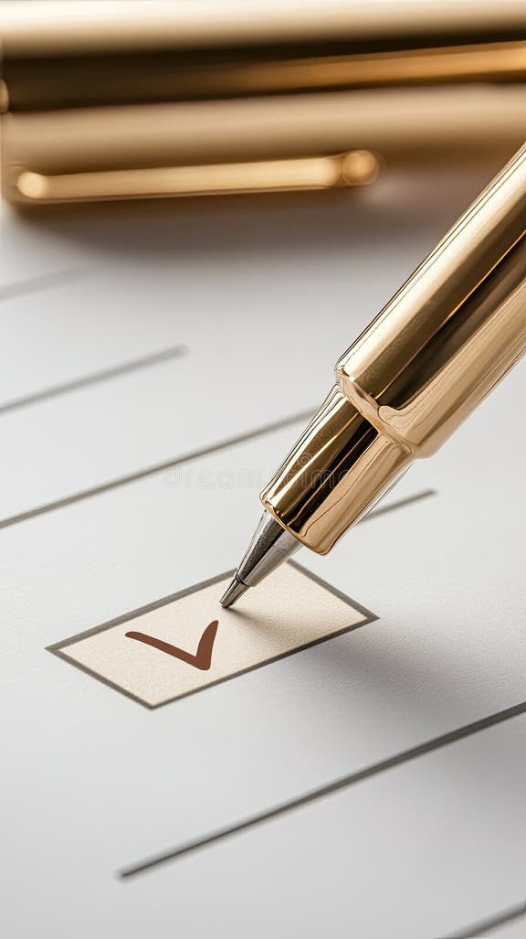 Hand is Outlining Check Boxes on White Paper with a Red Marker, Focused ...