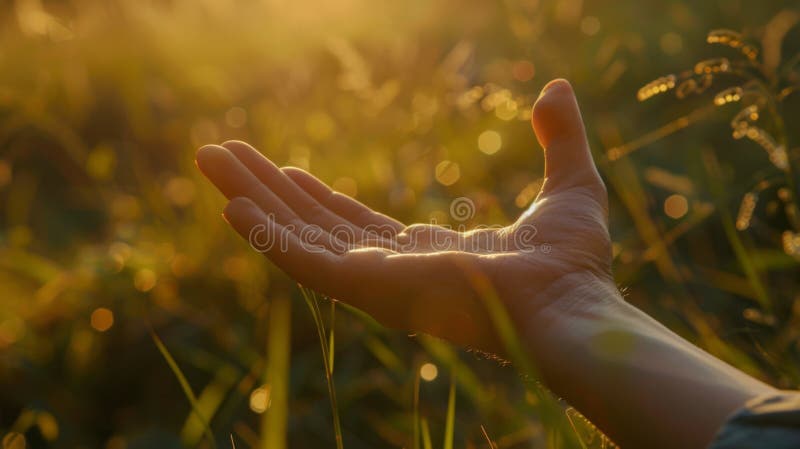 A Hand Embracing the Sunlight. AI Generated Stock Photo - Image of ...