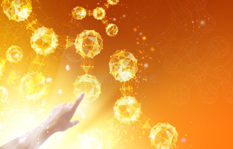 Hand over atoms. stock vector. Illustration of molecular - 47482596
