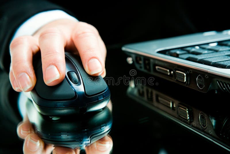 Hand over computer mouse stock photo. Image of click, information - 4378814