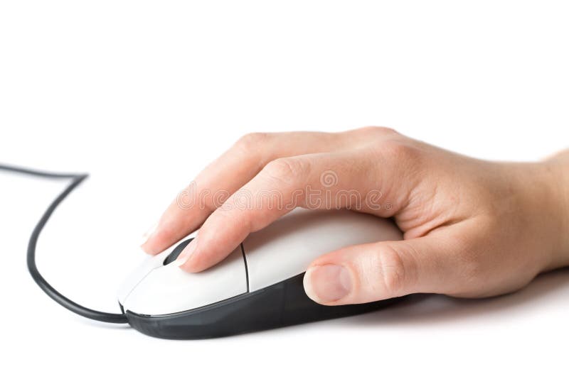 Hand Over Computer Mouse Isolated Stock Image - Image of computing ...